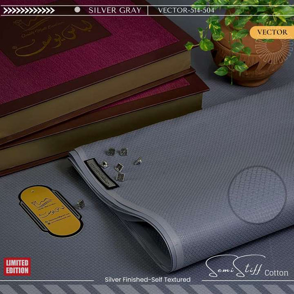 VECTOR (Semi-Stiff) COTTON | SILVER FINISHED | SILVER GRAY – Libas Yousaf